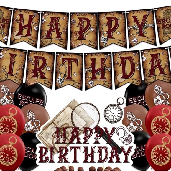 Party Supplies | Escape Room Themed Birthday Party Supplies Set Red And ...